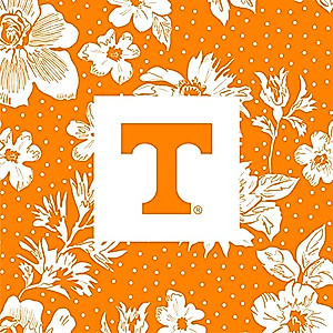 Vera Bradley Women's Cotton Zip ID Case and Lanyard Combo, Orange/White Rain Garden With University of Tennessee - Recycled Cotton, One Size