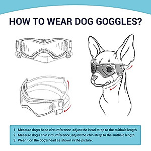 Dog Goggles Medium Breed, Dog Sunglasses Small Breed Dog Eye Sun Light Protection, UV Protection Goggles for Dog with Adjustable Straps, Medium Orange