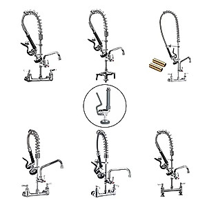 TCEUMIK Pre Rinse Spray Valve Commercial Sink Faucet Sprayer Head Dish Sprayer Nozzle with Handle Grip Assembly Replacement Kit of Restaurant Industrial Faucets 1.42 GPM High-Pressure Chrome Finished