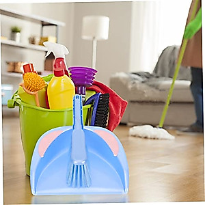 MOBUTOFU 1 Set Practical Cleaning Broom Multi-Function Small Broom Portable Trash Can Cleaning Broom Dustpan Household Floor Cleaners Mini Trash Can Pet Cleaning Supplies Car Blue Plastic