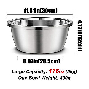 Stainless Steel Large Dog Bowl, 176oz High Capacity Dog Food Bowls for Large Dogs (2 Pack) (176oz（2pc）, Primary Colors)