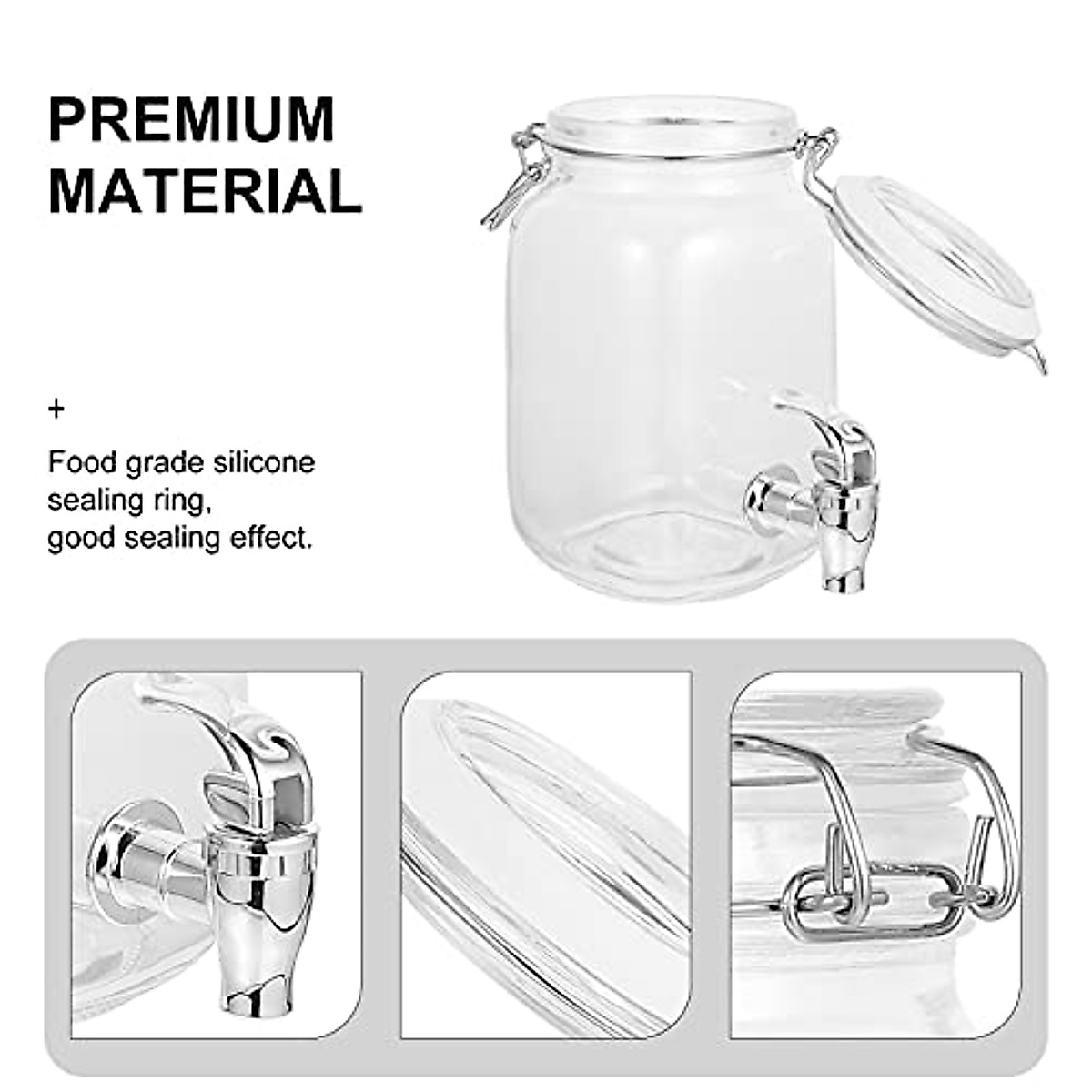 Hemoton Glass Dispenser Jar Beverage Dispenser Glass Jar with Tap Party Drink Dispenser Juice Dispenser Mason Jar with Spigot Glass Jar with Faucet