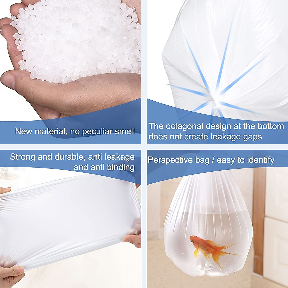 XUXRUS Small Trash Bags 1.2 Gallon - 5 Liter Waste Basket Trash Bags Bathroom Garbage Bags for Toilet,Office,120 Count,White