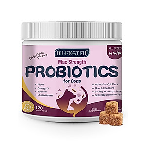 Probiotics for Dogs, Dog Probiotics for Digestive Health - Fiber Riched Prebiotic & Digestive Enzymes with Pumpkin, Omega-3, 6 Billion CFUs Support Gut & Immune Health, Diarrhea, Dog Allergy Relief