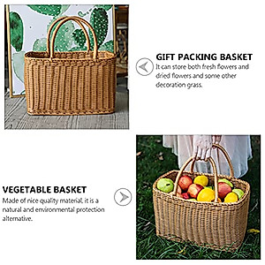 HEALLILY African Market Basket Flower Basket Large Oval Woven Straw Basket with Handle Grocery Bag Shopping Bag Home Storage Organizer