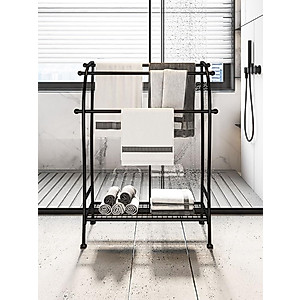 Freestanding Towel Rack Towel Shelf Towel Stand 3-Tier Towel Shelf with Storage Rack Metal Towel Rack Freestanding Blanket Rack for Bathroom Standing Towel Rack Towel Holder Stand (Color : Gold)