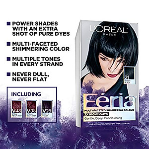L’Oréal Paris Feria Multi-Faceted Shimmering Permanent Hair Color, V38 Violet Noir, Hair Dye Kit, Pack of 2