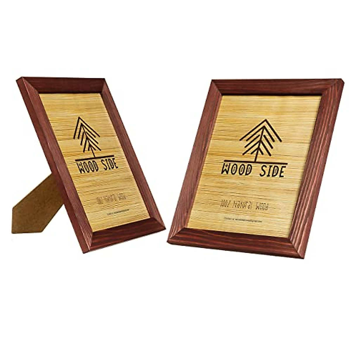 Rustic Wooden Picture Frames 8x10 - Cherry - Set of 2 - Natural Eco Solid Wood and High Definition Real Glass for Wall Hanging and Tabletop Photo Frame