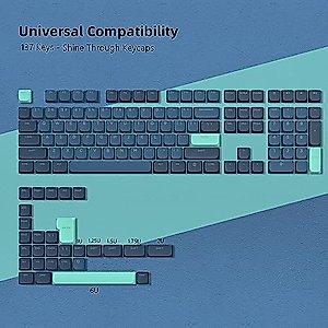 XVX Low Profile Keycaps, 137 Keys Custom Keycaps, Blue Horizon Keyboard Keycaps for 60% 65% 75% 80% 100% Cherry Gateron MX Switches Mechanical Keyboard