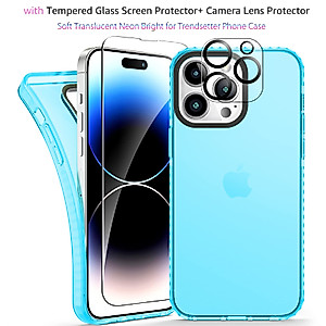 Neon Clear Case for iPhone 14 Pro Max, Cute Retro Vibrant Design Phone Cases for Women Accessories,Camera Protector Cover Soft Silicone Protective