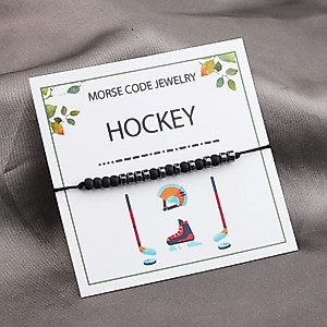WSNANG Hockey Gift Hockey Morse Code Bracelet Hockey Sport Players Coaches Gifts Hockey Players Team Party Gift Hockey Lover Gift (Hockey MC Br)