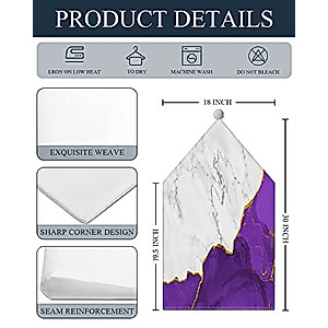 MUSEDAY Christmas Chair Covers Dining Chair Back Covers 6PCS, Marble Kitchen Chair Slipcovers Protective Covers for Xmas Wedding Hotel Holiday Party, Purple and Gray Modern Art Texture