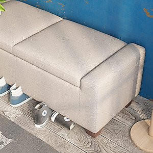 CHITA Storage Ottoman Bench, 51 Inch Long Large Oversized Ottoman Bed for Bedroom Living Room Hallway, Faux Leather in Saddle Brown