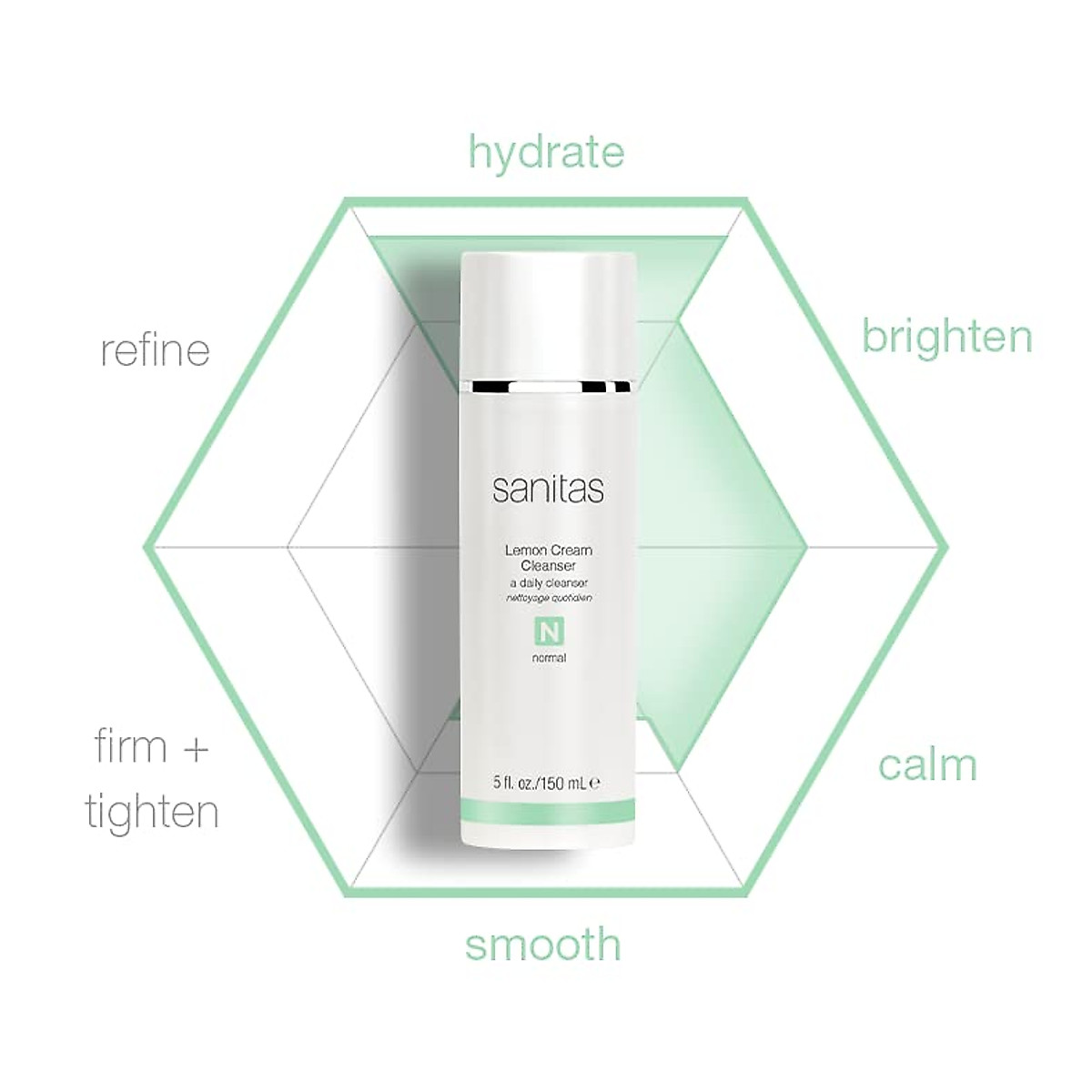 Sanitas Skincare Lemon Cream Cleanser, Enriching Cleanser, Vitamin C, Vitamin E, Jojoba Oil, 5 Ounces