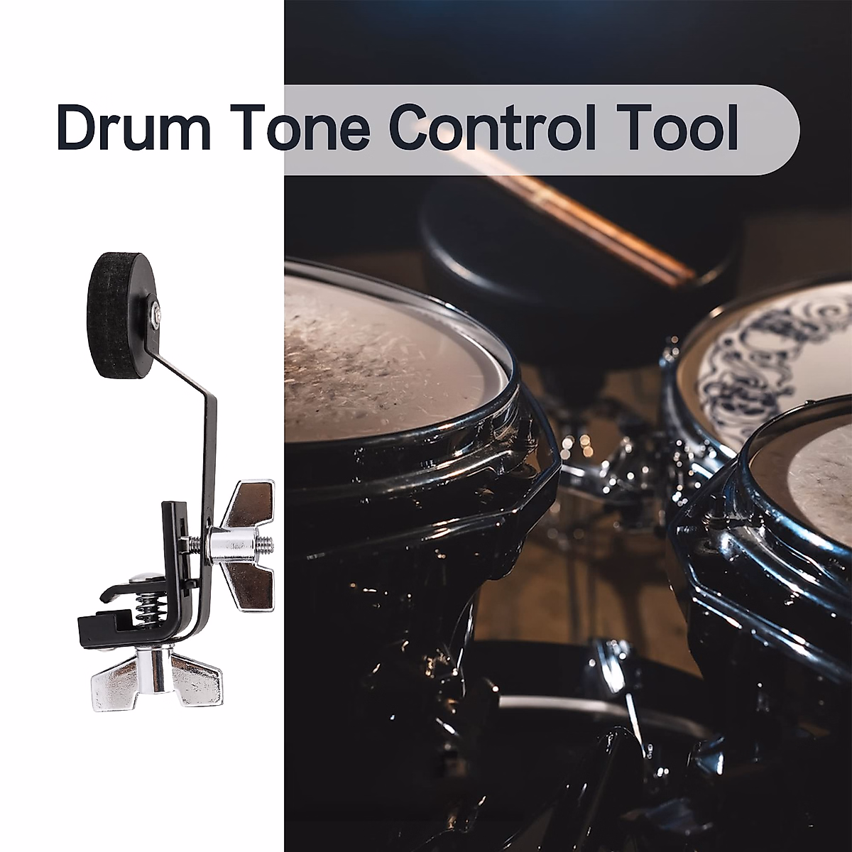 3 Pack Drum Damper Mute Silencer Clamp-on Tone Control Muffler for Vintage & Modern Snares Tom Accessories Black