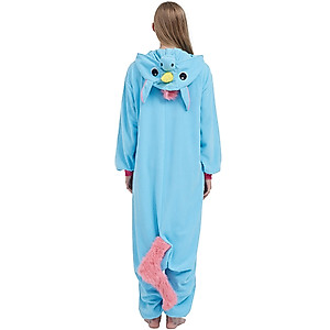 DarkCom Polar Fleece Unicorn Onesie Christmas Pajamas Unisex Adult Cosplay Halloween Costume (Blue) Small