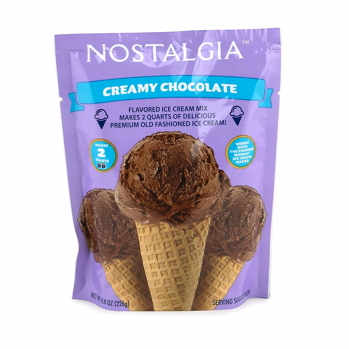 Nostalgia Ice Cream Mix, Flavors Vanilla and Chocolate, 2 Pack of 8 ounce Delicious Premium Old Fashioned Ice Cream Mix Bundle with 2 Homestay Helpers Wipes