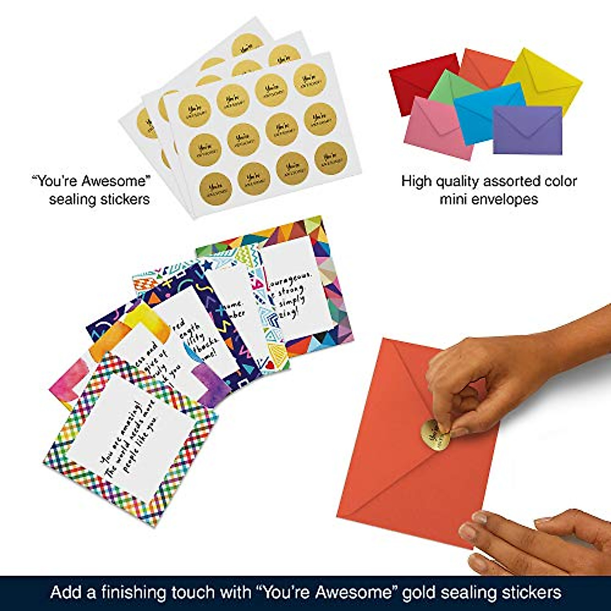 Dessie Inspirational Cards With Envelopes and “You’re Awesome” Seals. “Post-it” Note Size Appreciation Cards. Encouragement Cards. Gratitude Cards. Positive Affirmations Cards, 60 Cards