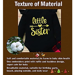 Aslaylme Baby Girls Little Sister Outfit Plaid Matching Sister Outfit (Red-Little Sister,0-3 Months)