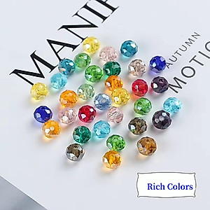 Honkoolly 100pcs Crystal Glass Beads 8mm Faceted Rondelle Glass Beads with Hole Glass Spacer Beads for Bracelets Necklace Earring DIY Jewelry Making Craft(Blue Series)