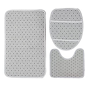 WEEGEEKS Bathroom Rugs Sets 3 Piece with Toilet Cover, Bath Mats for Bathroom Non Slip, U-Shaped Contour Toilet Mat, Bathroom Decor Sets, Machine Washable Bath Rugs (Cactus)