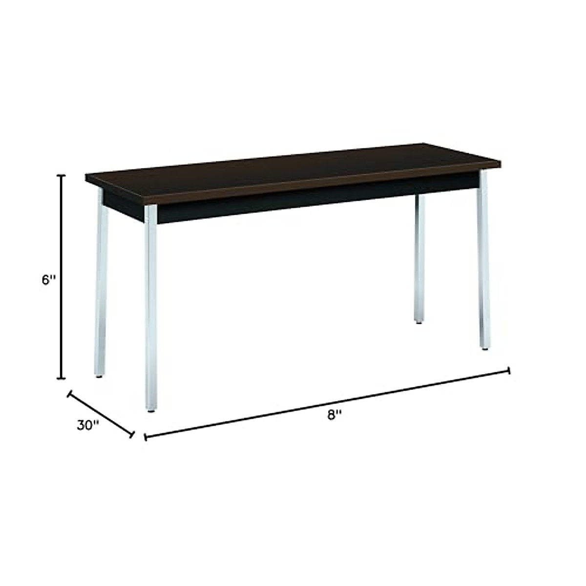 HON UTM2060MOPCH Utility Rectangular Table, 60" by 20" by 29", Mocha/Black