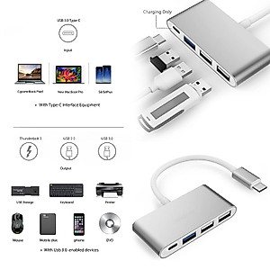 YAFIYGI USB Adapter for MacBook Air 4 in 1 USB C Hub Type C Multiport Adapter with 1USB 3.0 Ports 2 USB 2.0 87W PD Charge Compatible for MacBook Pro 13 15 16