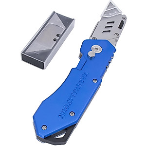 MARSHALLTOWN Folding Utility Knife, Folding Type, Aluminum Handle, Zinc Housing, Stainless Steel Skeleton, 9080