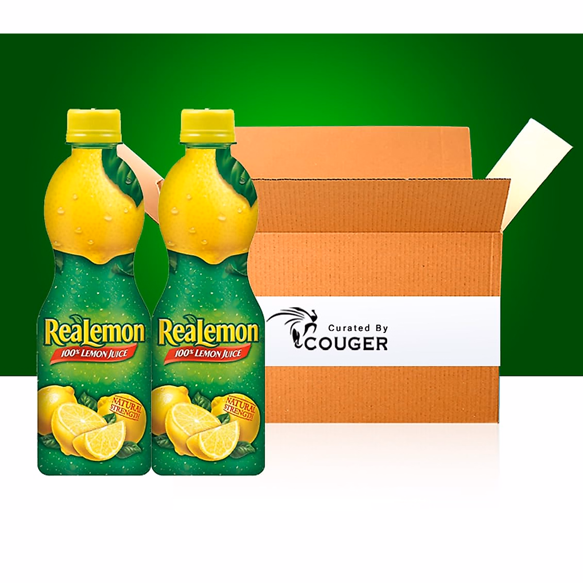 Real Lemon 100% Lemon Juice, 8 Fluid Ounce Bottles 2-pack bundle With Couger Card