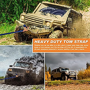 GAINAWIN Power Stretch Recovery Rope Kit (7/8'' x 30'' Tow Rope+2 Soft Shackles) Heavy-Duty Vehicle Recovery Rope for ATV UTV SUV Truck