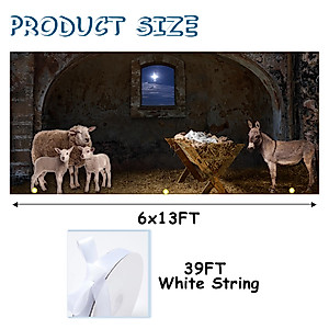 ontigola Holy Nativity Christmas Holiday Garage Door Decorations 6 x 13 ft Christmas Nativity Barn Birth of Jesus Nativity Winter Large Door Cover Decoration Outdoor Holiday Decoration