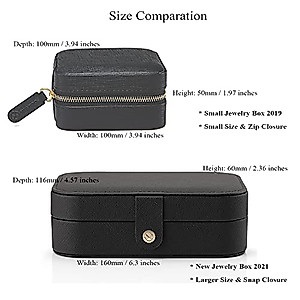 Vlando Faux Leather Travel Jewelry Box Organizer Display Storage Case for Rings Earrings Necklaces, Black