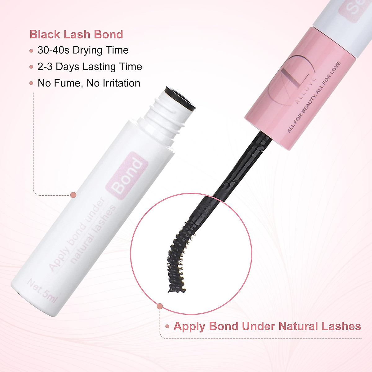 ALLOVE Lash Bond and Seal for Eyelash Extensions Cluster Lash Glue and Sealant for DIY Lash Extensions Strong Hold for 48-72 Hours Waterproof Lash Adhesive for Individual Lashes