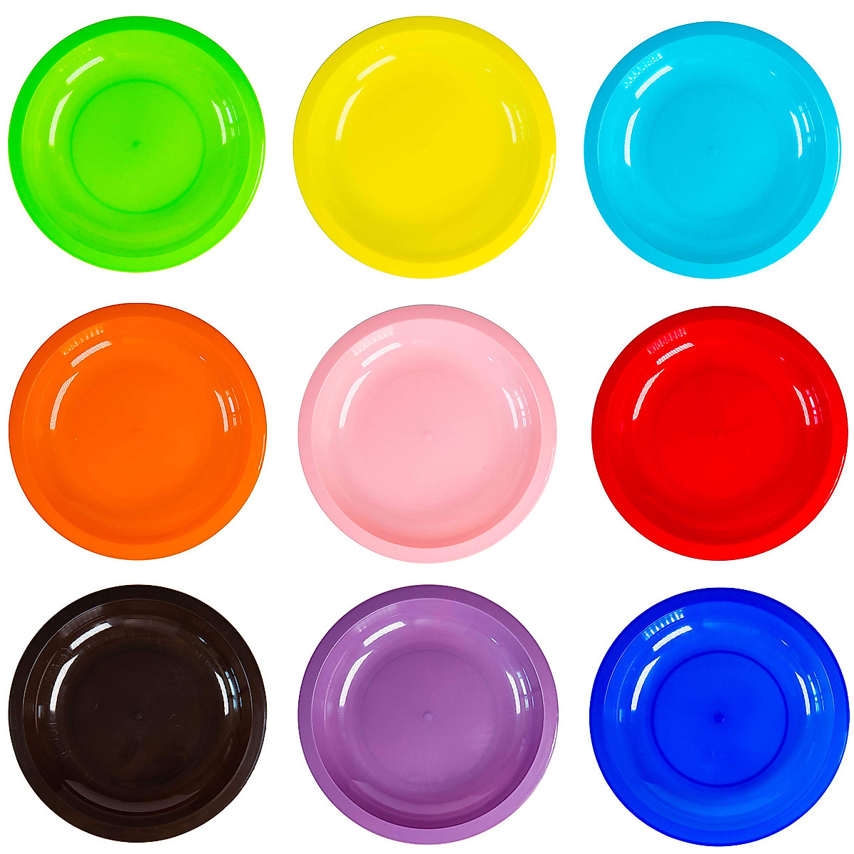 Youngever 7.5 Inch Plastic Plates, Small Kid Size, Kids Plates, Toddler Plates, Snack Plates, Microwave Safe, Dishwasher Safe, Set of 9 (Rainbow Colors)