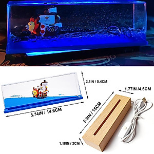 LAUPVXA Unsinkable Boat Pirate Ship, Housand Sunny Fluid Drift Bottle, Ship in a Bottle Cruise Ship Model Toy, Suitable, for Car Decor, Home Showcase Desktop Ornaments-Rectangle+Light base