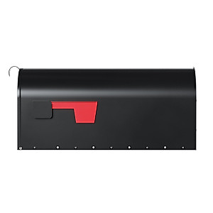 Mailboxes for Outside Post Mount with Durable Aluminium Flag - Medium Capacity, Black, Galvanized Steel - 6.92 in. W x 8.87in. H x 20.05 in. L - Metal Mailbox