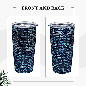 20oz Insulated Tumblers with Lids and Straws Cool Coding Code Stainless Steel Coffee Tumbler Cup Double Wall Vacuum Travel Coffee Mugs for Home, Office, Outdoor