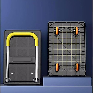 Generic Moving Push Flatbed Cart Portable Folding Hand Truck Heavy Duty Pulling Goods Hand Truck for Home Office Warehouse, black