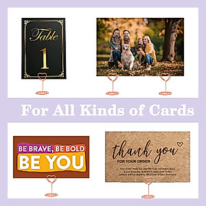 CUNGLIN Table Number Holders Place Card Holder Stand 20 Pack, Gold Heart Shape Holder for Wedding Party Mini Photo Playing Cards Holder Picture Menu Memo Clips