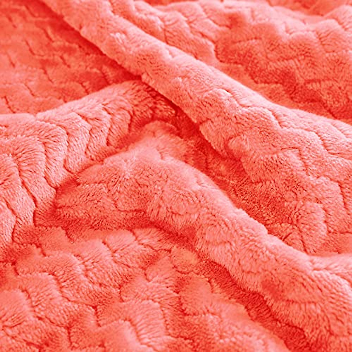 Whale Flotilla Breathable Fleece Throw Blanket for Couch Sofa(50x70 Inch), Super Soft Fuzzy Blankets for All Season, Lightweight and Fluffy, Coral(Chevron)