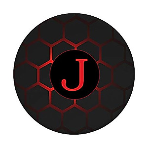 Phone Pop Up Holder,Monogram Initial Cool Red Black Letter J PopSockets PopGrip: Swappable Grip for Phones & Tablets