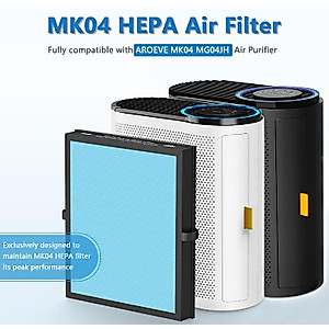 2Pack MK04 Air Filter Replacement for AROEVE MK04 Air Purifier,H13 Ture HEPA Filter for MK04 for Dust Pet Dander Smoke Pollen for Bedroom, Office.Replace Part# MK04LX Filter - Standard Version