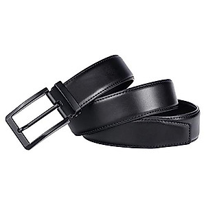 Weifert Men's Dress Belt Black Leather Belts for Jeans (30-32, Black2)
