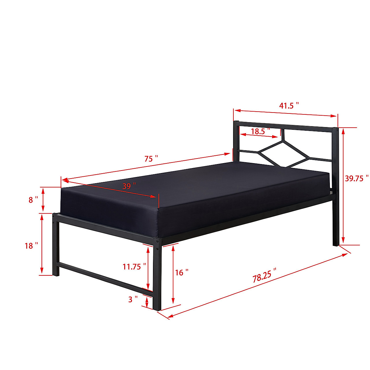 Kings Brand Furniture - Black Metal Twin Size Platform Daybed Frame with Trundle Bed