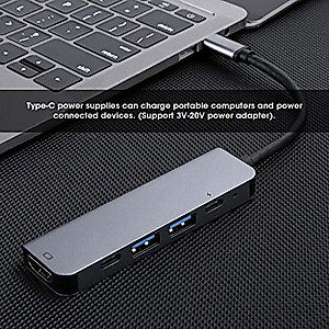 Not Easy to Damage Portable Durable Type‑C Hub Long Service Life High Definition Aluminum Alloy Materialf Expansion Dock for Mobile Phone