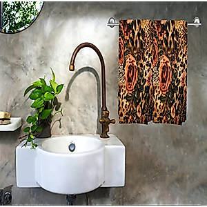 LianMei Bathroom Hand Towels 2 Pack Leopard Soft Luxury Cotton Hand Towel Used for Beach,Kitchen,Bathroom,Spa,Gym Hotel Use