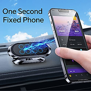 【2-PACK】Magnetic phone holder for car, [ Super Strong Magnet ] [ with 4 Metal Plate ] iPhone Magnetic car mount for cell phone, [ 360° Rotation ] Universal Dashboard adhesive Car Magnetic Phone Mount