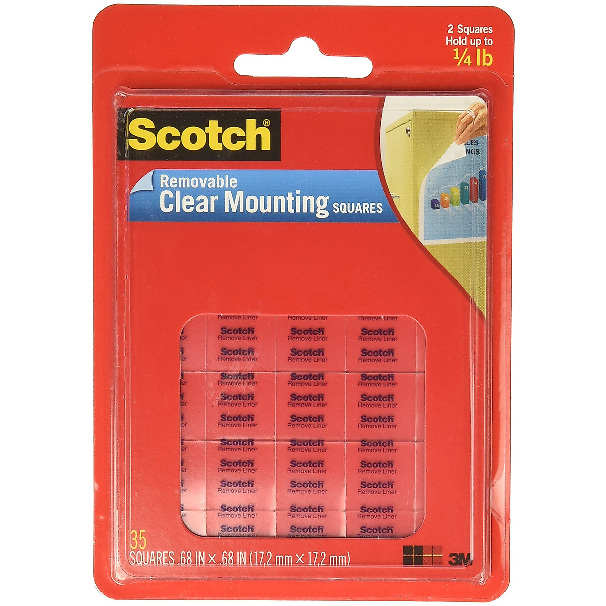 Scotch(R) Removable Wall Mounting Tabs, 11/16in. x 11/16in, Clear, Box of 35