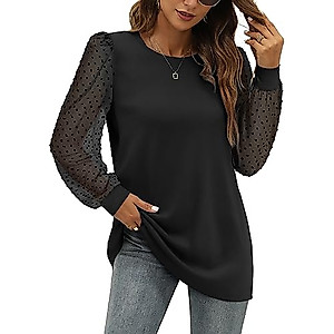 WIHOLL Black Fall Clothes for Women 2023 Loose Fits Long Sleeve Tunic Tops Dressy Casual S