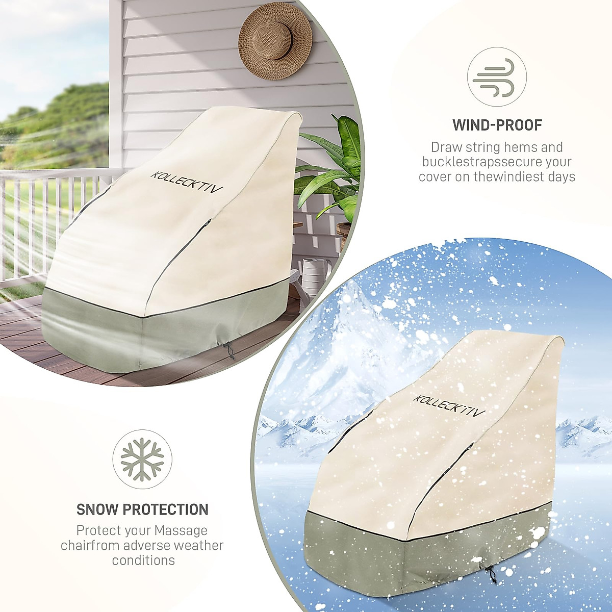 Kollecktiv Massage Chair Cover, Waterproof Dustproof Protector Cover for Full Body Massage Chair Recliner, Cover with Drawstring, Zero Gravity Recliner Massage Chair Protector Cover